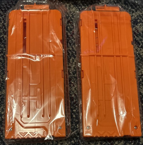 NEW Nerf Dart Gun 12 Round Ammo Magazine Clip Lot of 2 N Strike Orange ...