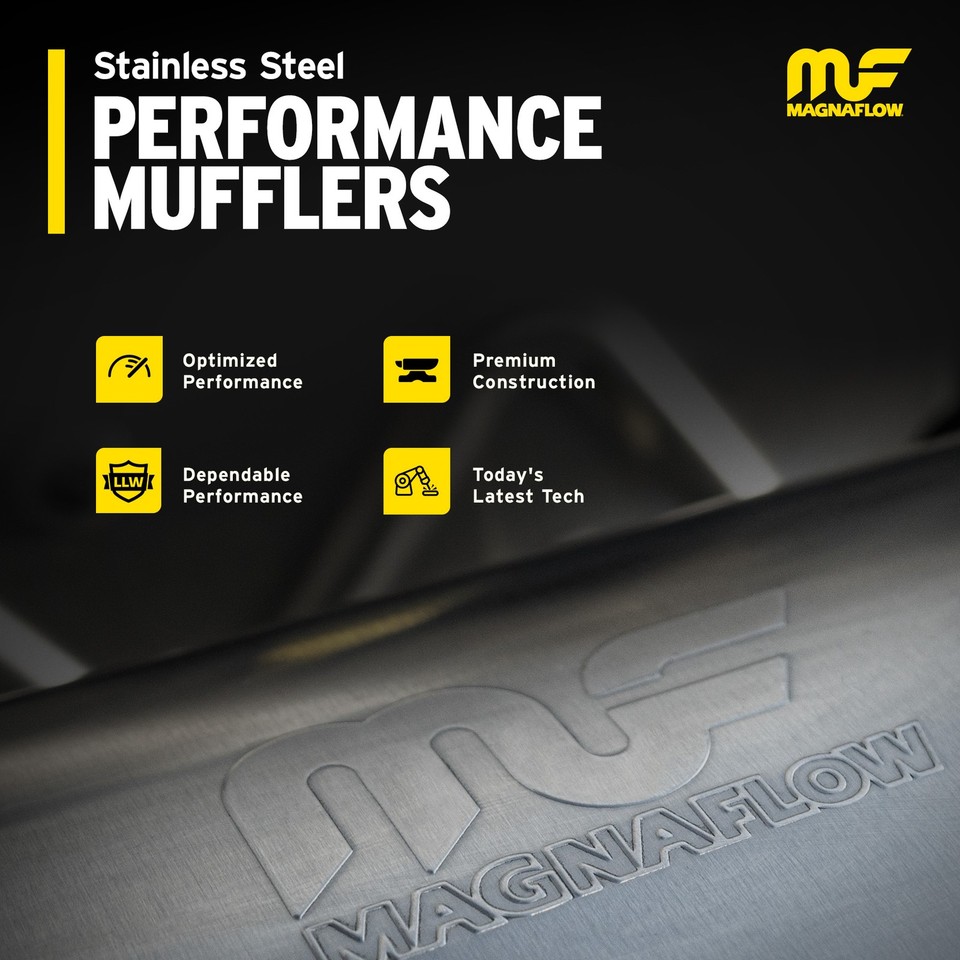 MagnaFlow Performance Exhaust Muffler 10416: 2.5" Inlet/Outlet, 4x4x14 ...