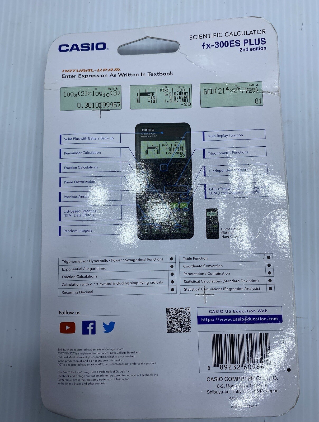 Casio FX-300ES Plus 2nd Edition Scientific Calculator New Factory ...
