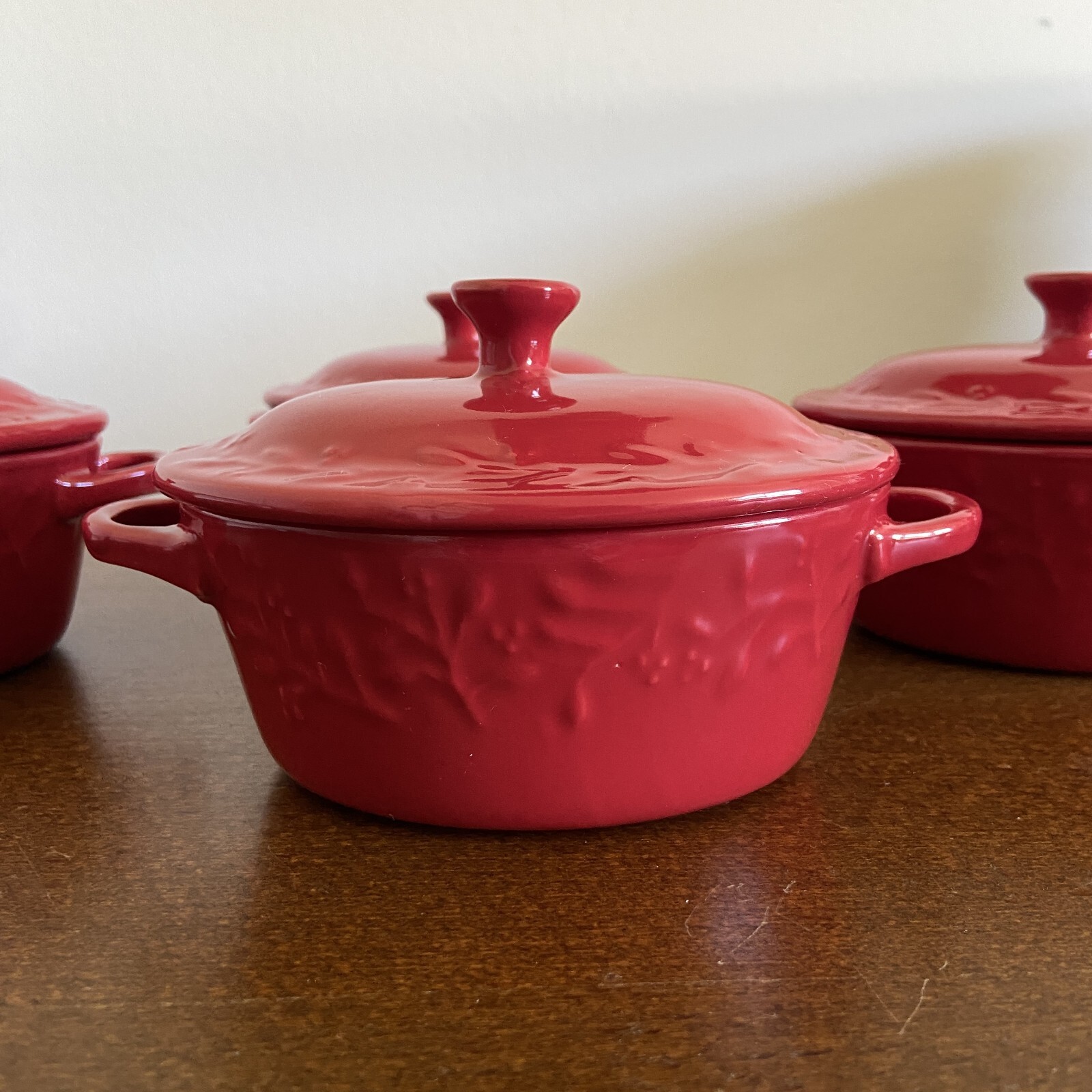 Bella Red (Ruby) Cocottes Ramekin Bakeware Baking Dish by Signature SET ...