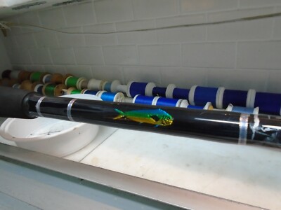 New, custom, 7'0", 30-50 lb spinning rod w/hand-woven dorado/mahi-mahi ...
