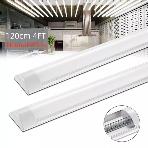 2pcs 4FT LED Batten Tube Light Garage LED Ceiling Panel Lamp Neutral ...