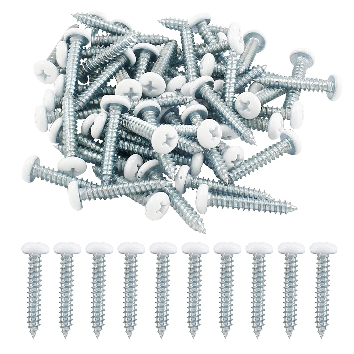 120Pcs White Wood Screws #8 x 1" Stainless Steel White Pan Head Screws ...