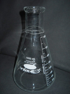 VWR Glass 1000mL 1L Narrow Mouth Conical Graduated Erlenmeyer Flask ...