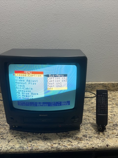 SHARP 13VT-G60 13" Color TV VCR Combo VHS Recorder W/ Remote Retro ...