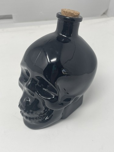 Skull Head 5” Black corked jar halloween decor Ceramic | eBay