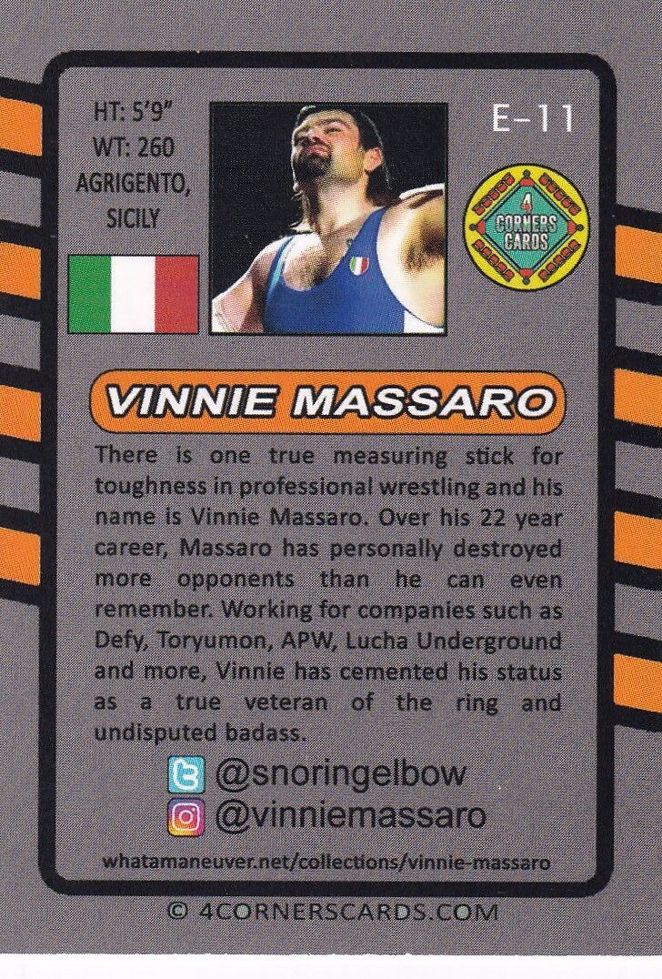 Vinnie Massaro Pro Wrestling Trading Card 4 Corner Wrestler WWE ...