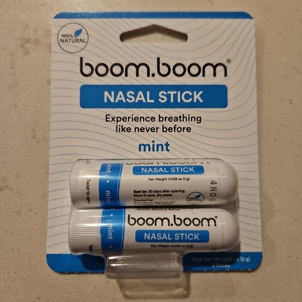 Boom Boom All Natural Aromatherapy Breathe Nasal Inhaler Stick Mint 0 ...