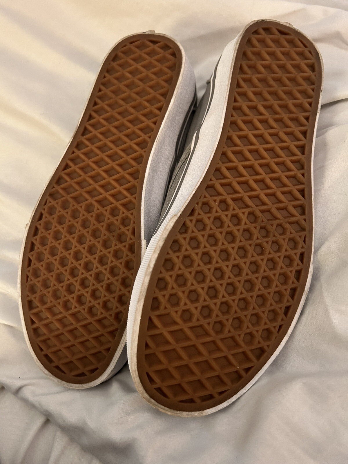 VANS slip on shoes size 7 grey white rubber soles classic skater New So ...