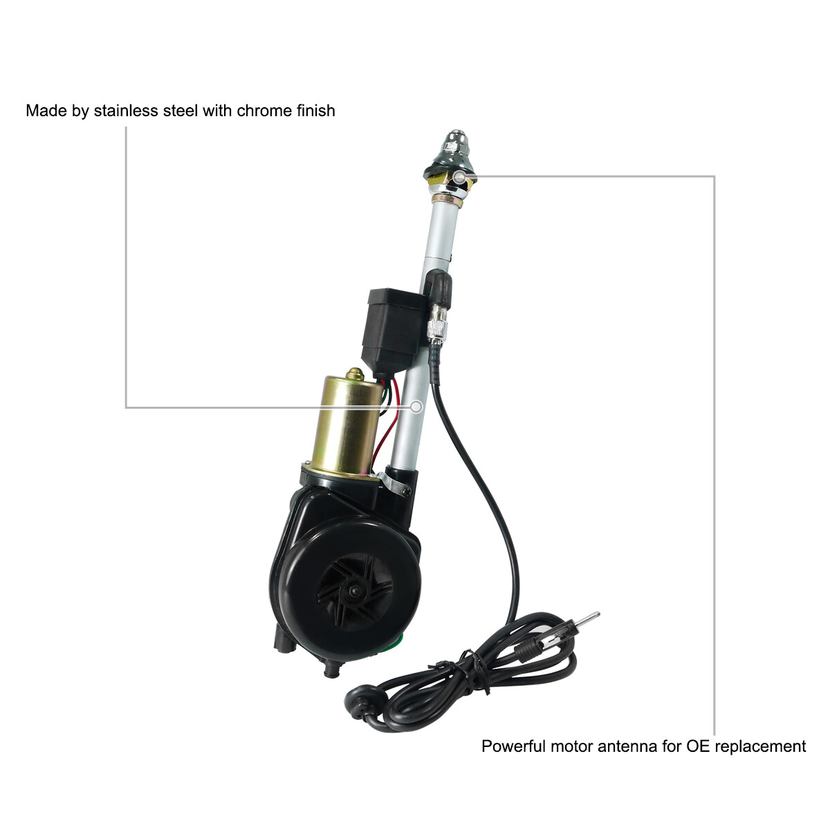 Radio Antenna Fits 12V Power AM FM Mast Replacement Kit W/ Wiring+Cable ...