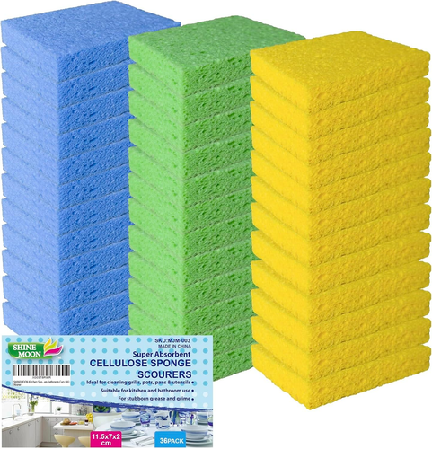 36 Pk Pop-Up Compressed Cellulose Sponges, Heavy Duty Scrub Kitchen ...
