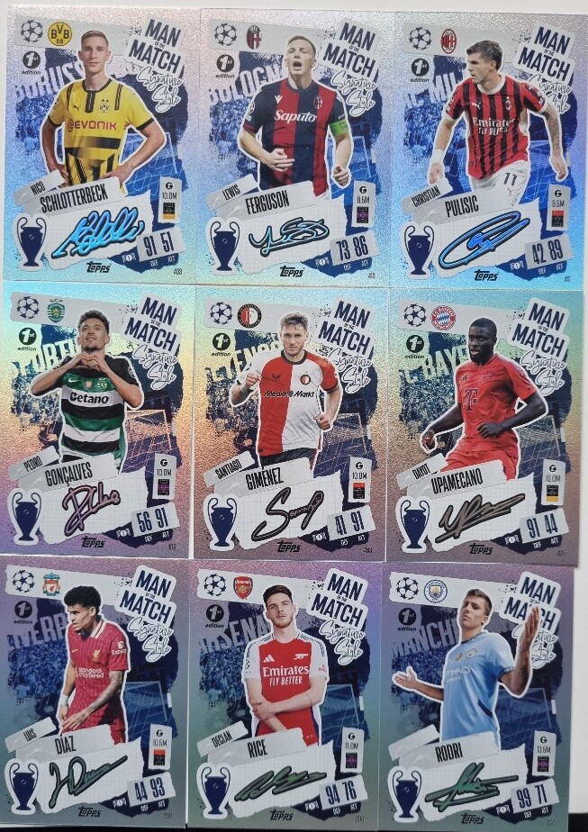 Topps Match Attax 2024 2025 parallel Crystal blue blau cards & 1st ...