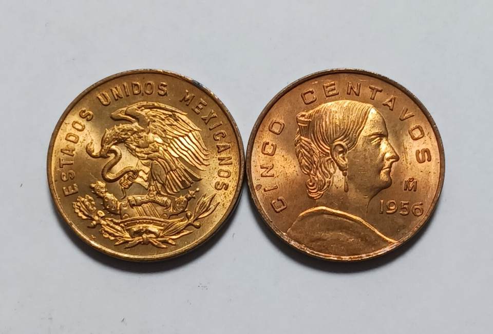 1x 1956 Mexico 5 Centavos UNC - One Brass Coin - Josefa Ortiz de ...