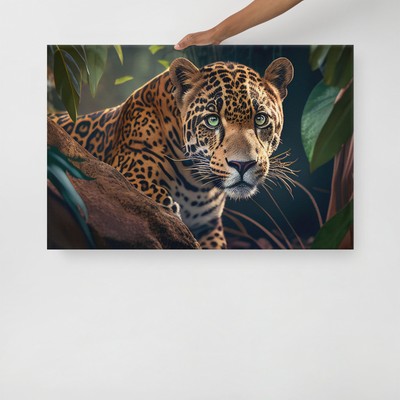 Jaguar Photorealistic Art Canvas Print, Photorealism Wall Art, Jaguar ...