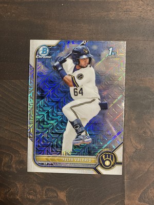 2022 Bowman Chrome Prospects Mojo Felix Valerio Milwaukee Brewers #BCP ...