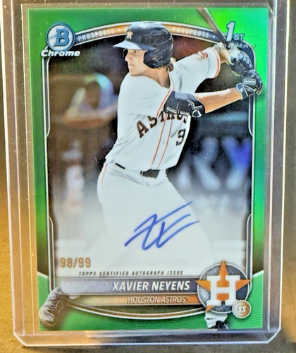 🔥 2025 Bowman Draft Chrome 1st Auto Xavier Neyens Green /99 CPA-XN ...