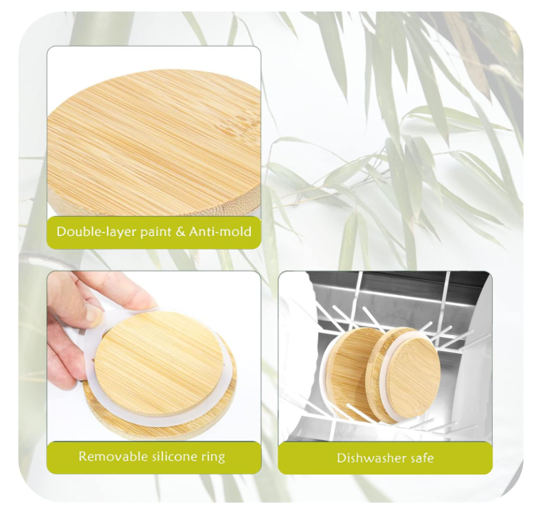 Oui Yogurt Jar Lids - 8 Reusable Bamboo Wood Lids with Airtight ...