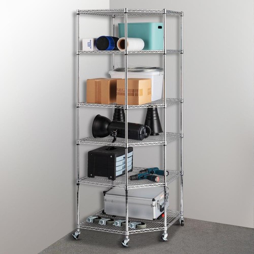 6 Tier Wire Shelving Unit Storage Rack Corner Shelf Adjustable 27"Lx27 ...