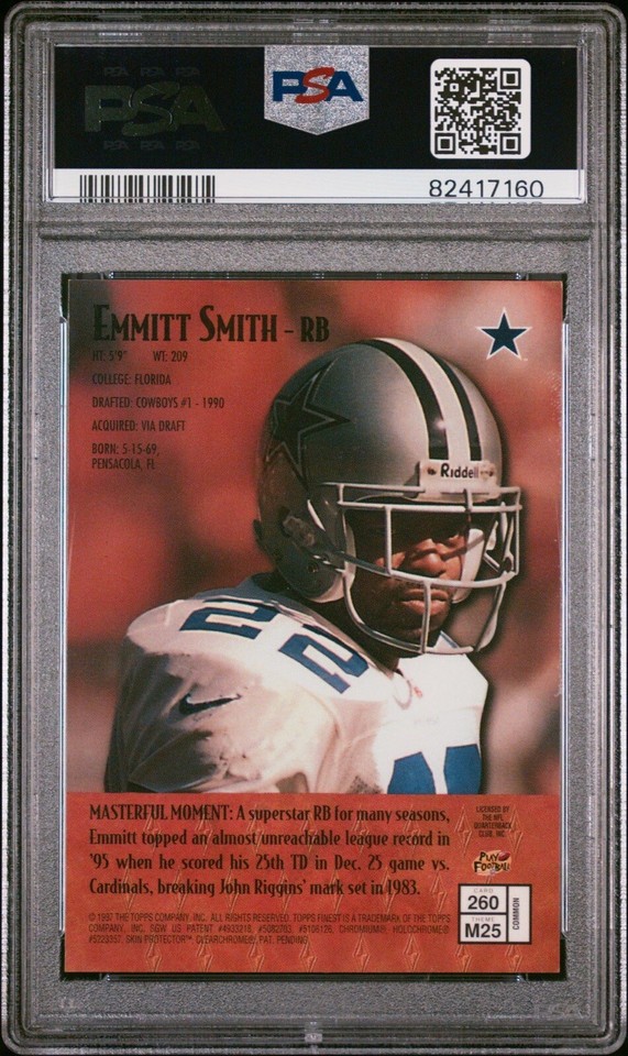 Emmitt Smith 1997 Topps Finest #260 PSA 8 NM-MT Cowboys Masters | eBay