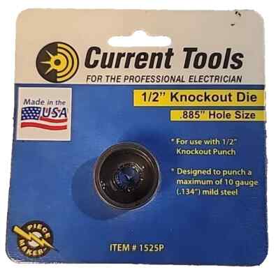 Current Tools 1/2" Knockout Die .885 Hole Size 1525P USA | eBay