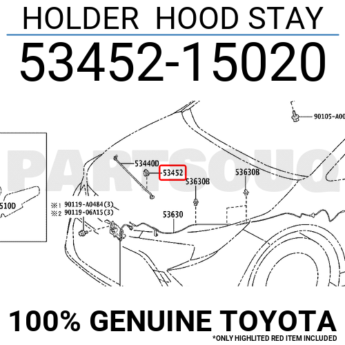 5345215020 Genuine Toyota HOLDER HOOD STAY 53452-15020 | eBay