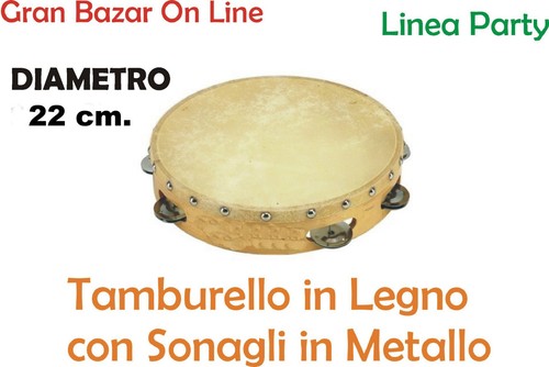 TAMBURELLO CLASSICO con SONAGLI 22 cm. diametro CEMBALO TARANTA FESTA ...