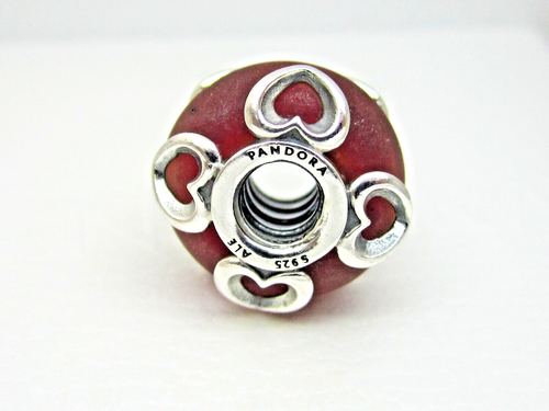 Authentic Pandora #792497C01 Frosted Red Murano Glass & Hearts Charm | eBay