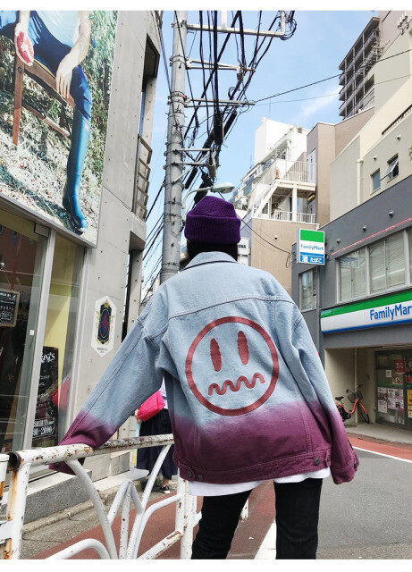 Beaster Gradient Denim Jacket Ghost Face Spring 2019 Blue Purple Unisex ...