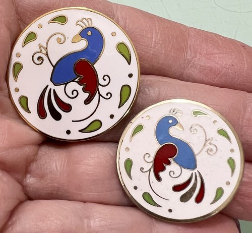 Set of 2 Vintage Pennsylvania Dutch Hex Distelfink BIRD Enamel Brooch ...