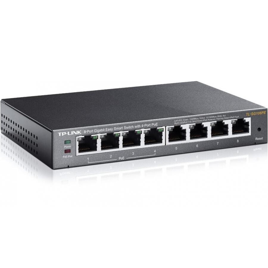 TP-Link TL-SG108PE 8-Port Gigabit Easy Smart Switch 1000Mbps with 4 ...