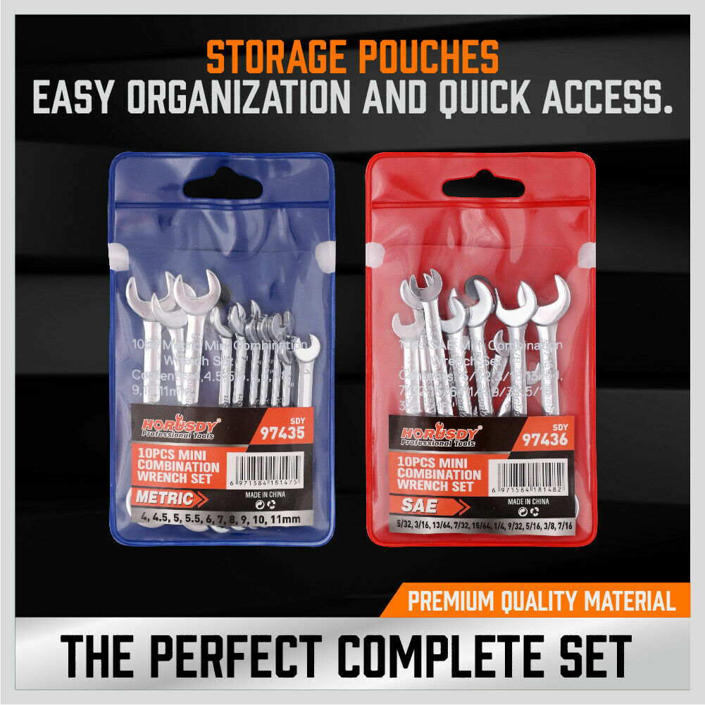 20Pc Mini Spanner Set Metric & SAE Small Spanner Combination Stubby ...