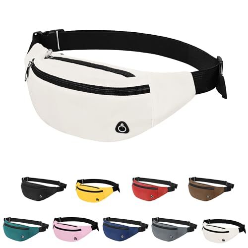 Fanny Pack With 4-Zipper Pockets-Crossbody Bags 1L Beige 1l 4-zipper ...