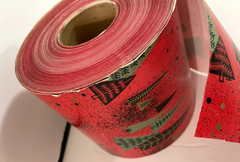 Vintage Department Store Roll of Christmas Wrapping Paper 6" Wide Red ...