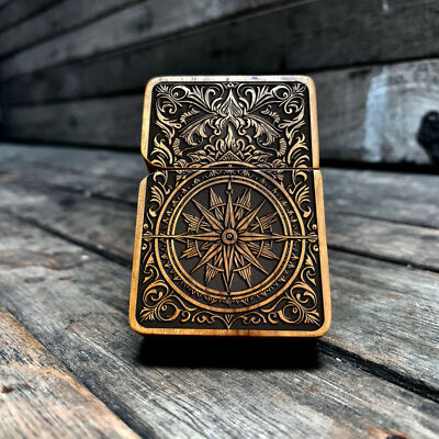 Compass Roses Ornamental Java Teakwood Engraved Lighter | eBay