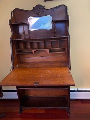 63943 Antique Victorian Oak Larkin Slantfront Desk | eBay