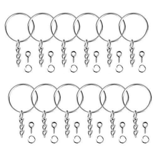 150pcs Key Ring with Chain Split Jump Rings with Screw Eye Pins DIY ...