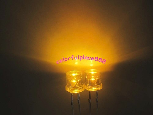 1000pcs 5mm Yellow Flat Top LED Water Clear Lamp Bright Leds Light Free ...