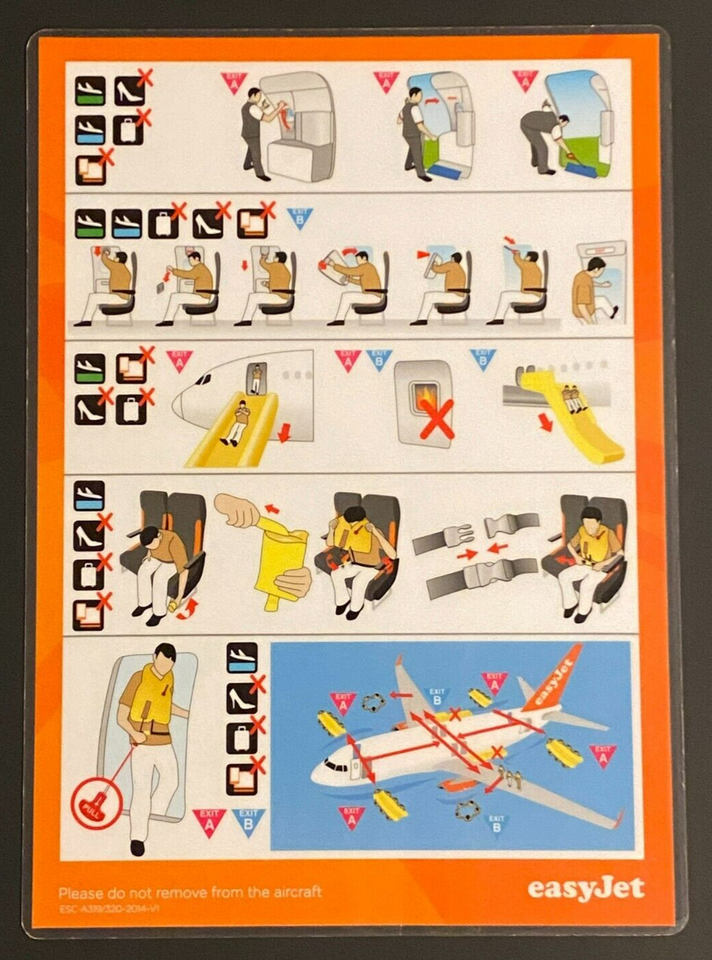 easyJet Airbus A319/A320 Safety Card - 2014 | eBay