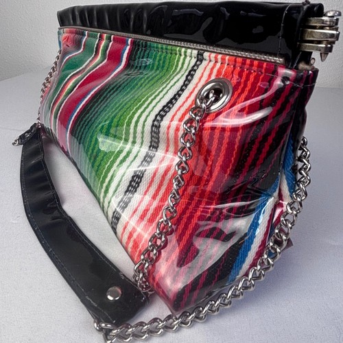 Trophy Queen Chain Serape Handbag Multicolor Patent Leather Shoulder ...