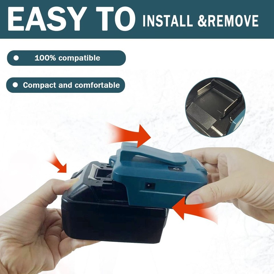Battery Adapter for Ma-Kita 18V ADP05 with Belt Clip & USB & 12V DC ...
