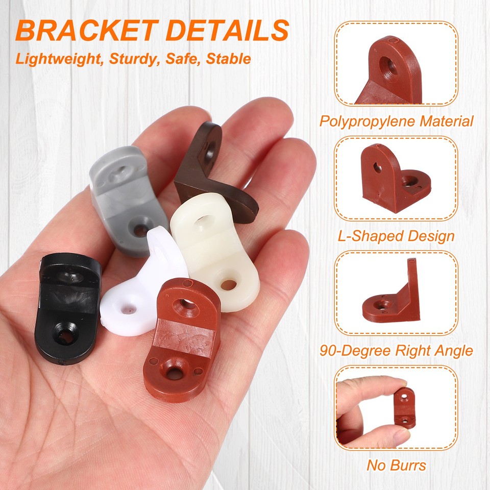 50pcs Plastic l Brackets Corner Bracket Small Round Corner Brace Brown ...