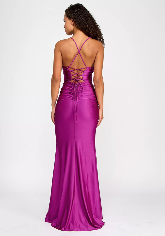City Studios Juniors Power-Stretch Cut-Out Draped Gown , Orchid, 3/4 ...