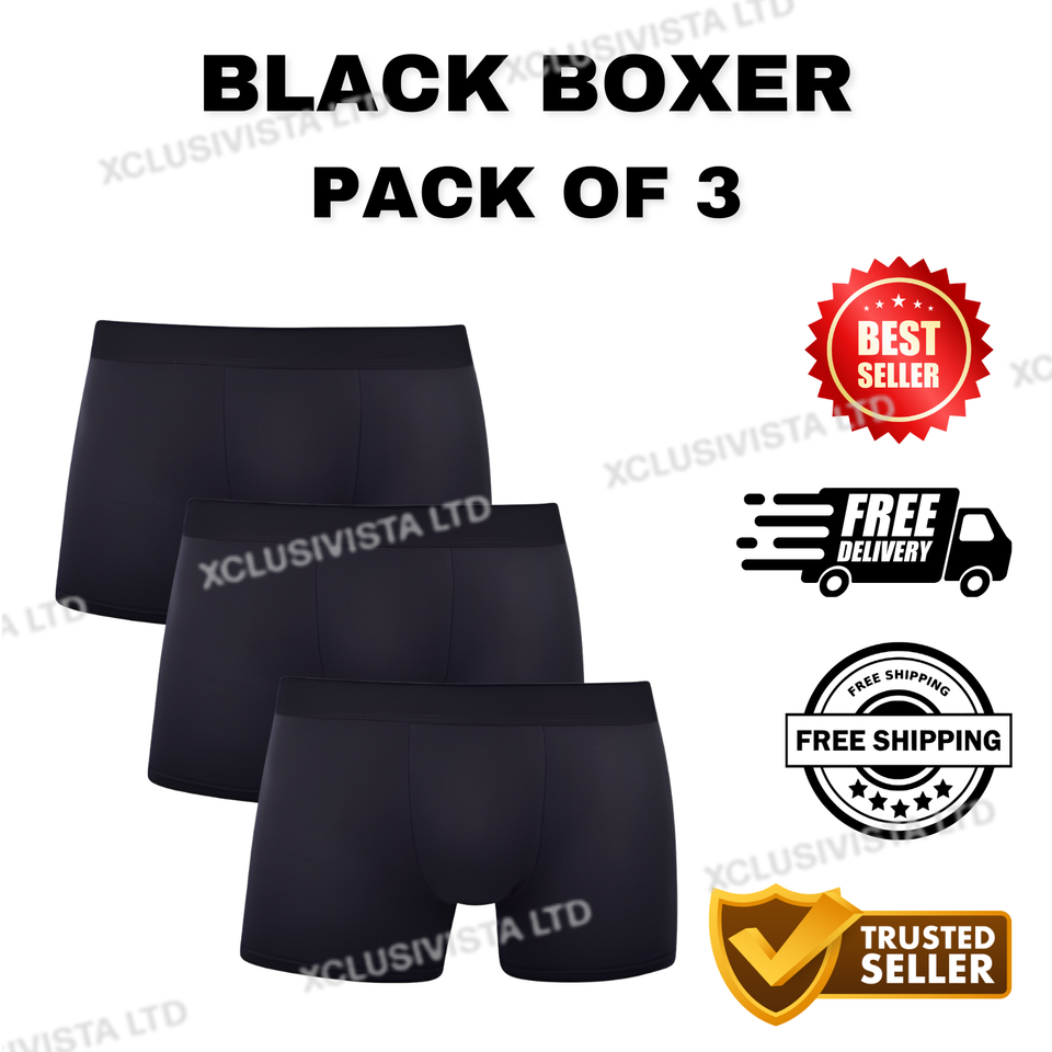 12 PACK 3 AND 6 BLACK MENS BOXER SHORTS TRUNKS COMFORT FIT BOXERS MENS ...