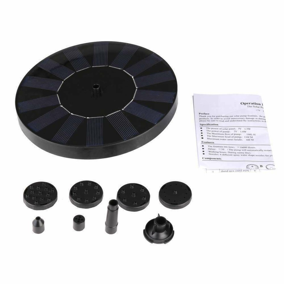 Solar Panel Powered Water Pump Garden Pool Pond Fish Aquarium Fountain ...