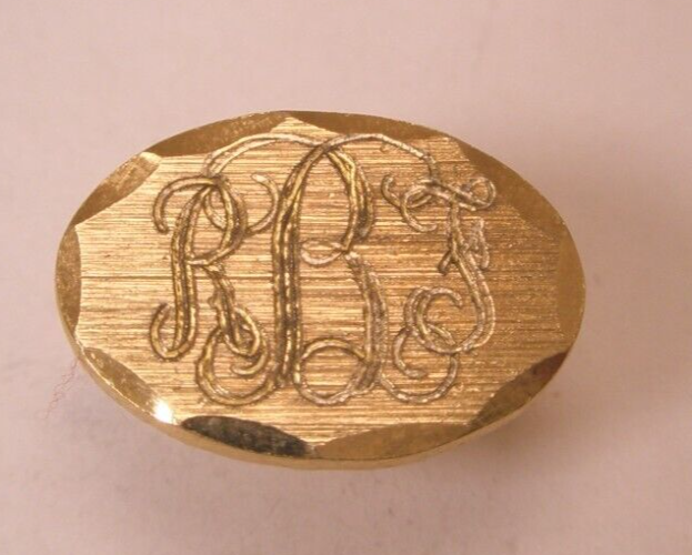 RBF Engraved Monogram Initial Letter Font Vintage Tie Tack Lapel Pin ...