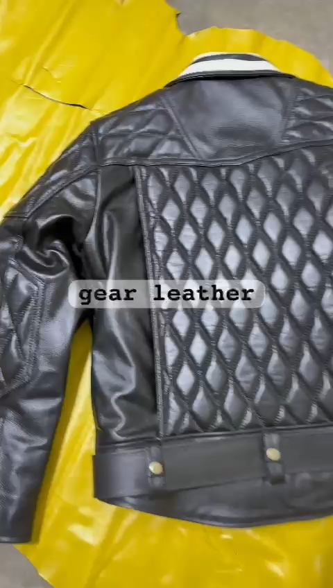 Men's Real Cow Leather Biker Jacket With Two White Straps Sexy Gay ...
