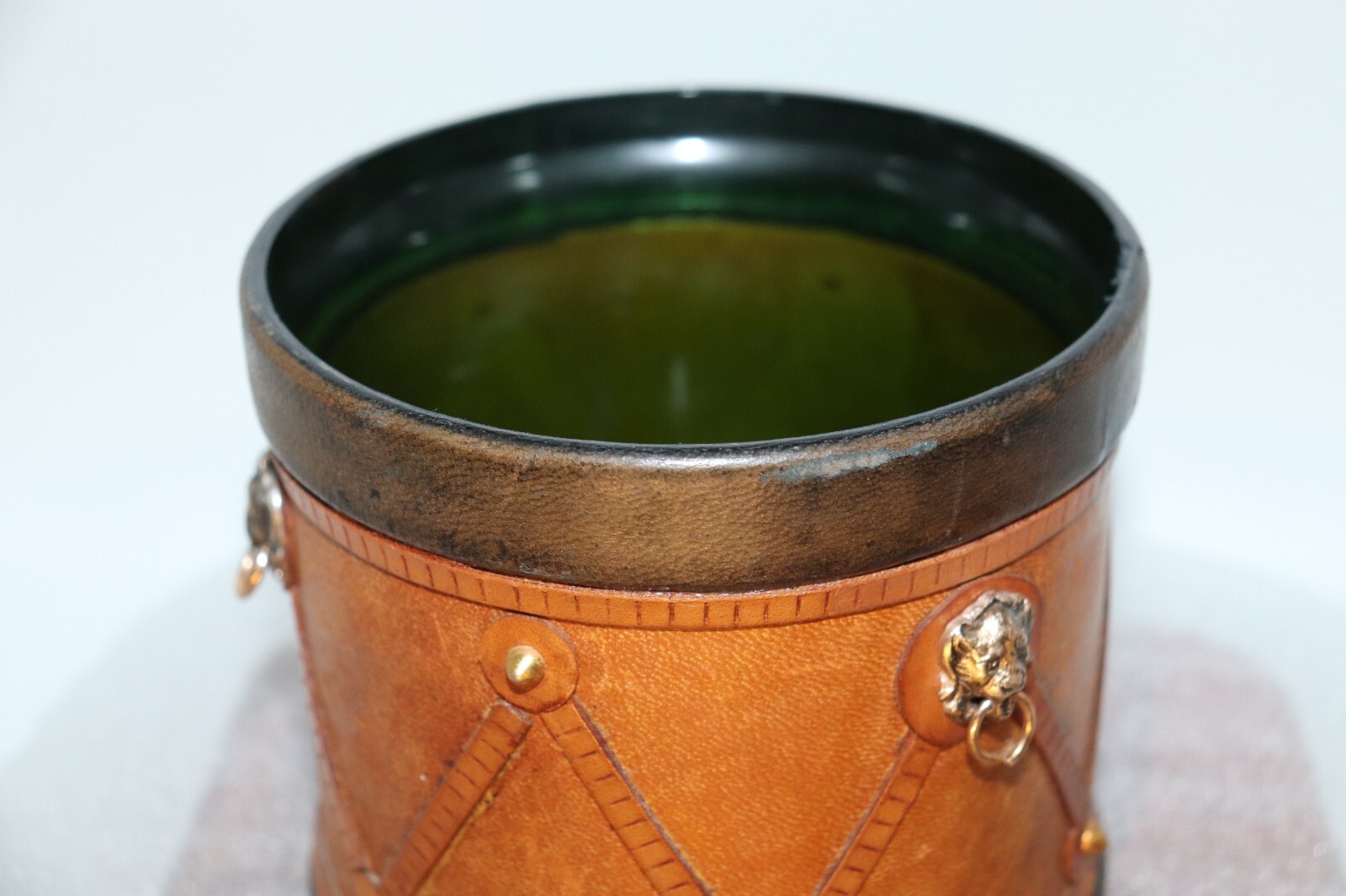 Brevettato Leather Drum Pipe Tobacco Humidor Green Glass Lined | eBay