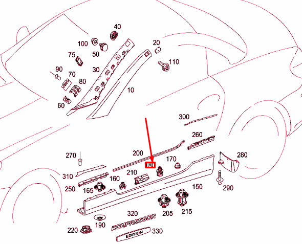 Mercedes-Benz SLK R171 Sill Rocker Cover Mount Grommet A2119970881 ...