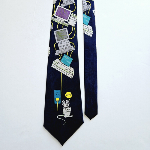 Vintage Novelty Necktie Byte Mouse Computers Tech Geek Office Nerd ...