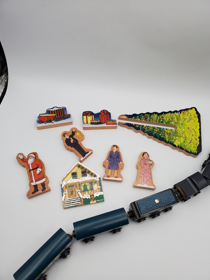 Wooden Railway Polar Express Train Engine Tender Cars + Figures Lot ...